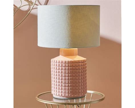 Textured Apricot Square Design Stoneware Table Lamp Zurleys