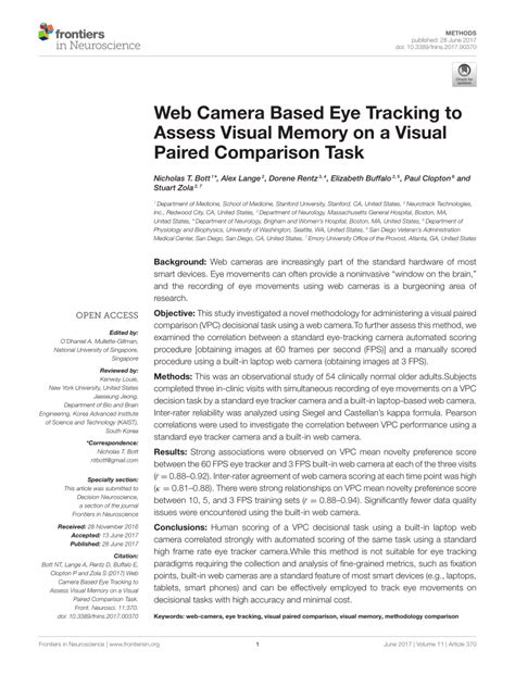pdf web camera based eye tracking to assess visual memory on a visual