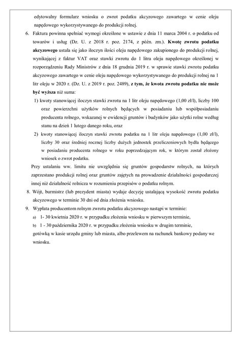 Wniosek o zwrot akcyzy paliwowej Gmina i Miasto Koziegłowy