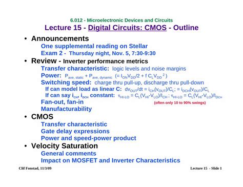 Pdf Digital Circuits Cmos Mit Opencourseware · 6 012 Microelectronic Devices And Circuits