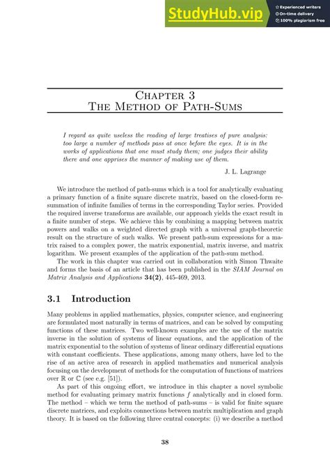 A Graph Theoretic Approach To Matrix Functions And Quantum Dynamics Phd Thesis Pdf