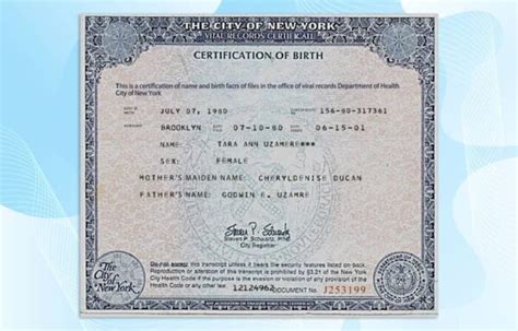 Usa New York Birth Certificate Template