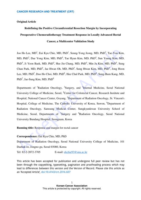 Pdf Redefining The Positive Circumferential Resection Margin By