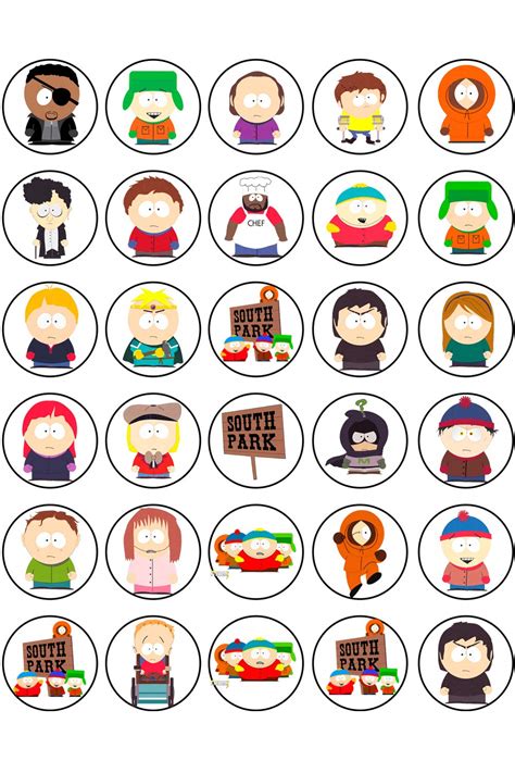 Buy 30 X Edible Cupcake Toppers South Park Themed Collection Of Edible Cupcake Decorations
