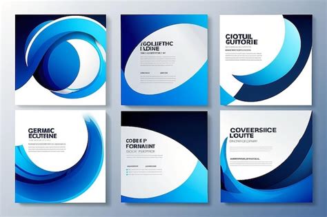Portfolio Geometric Design Vector Set Abstract Blue Liquid Graphic
