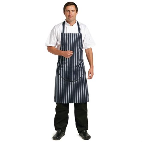 Whites Butchers Apron Navy Stripe With Pocket A535 Buy Online At