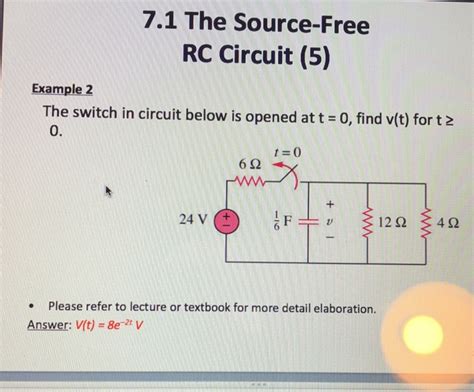 Solved The Source Free RC Circuit Example The Chegg