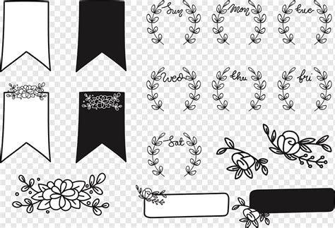 손으로 그린된 꽃 글머리 기호 저널 요소 Png Pngwing