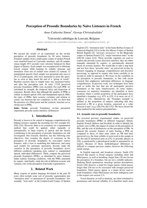 Pdf Perception Of Prosodic Boundaries By Naïve Listeners In French