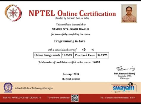 Nptel Javaprogramming Continuouslearning Iitkharagpur Nandini Thakur