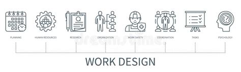 Work Design Vector Infographic In Minimal Outline Style Stock Illustration Illustration Of