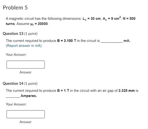 Solved Problem 5A Magnetic Circuit Has The Following Chegg
