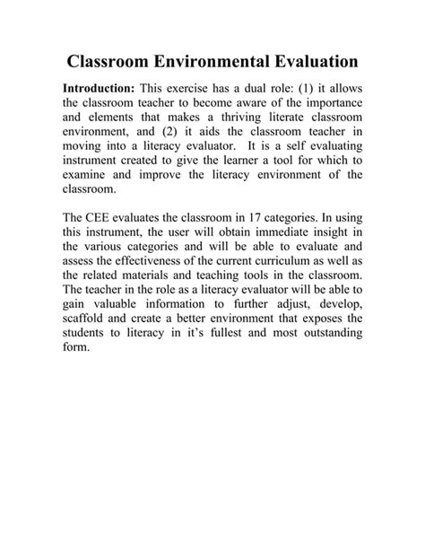 Classroom Environmental Evaluation Pdf Free Download