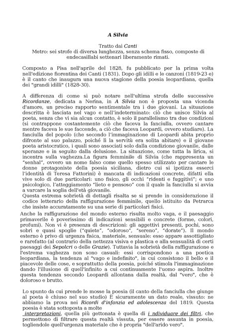 Tutte Le Opere Poesie Di Leopardi Docsity