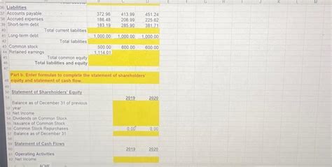 Solved Note Enter Formulas In The Cells Highlighted Yellow Chegg Com
