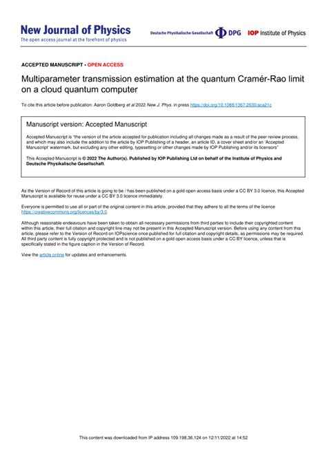 Pdf Multiparameter Transmission Estimation At The Quantum Cramér Rao