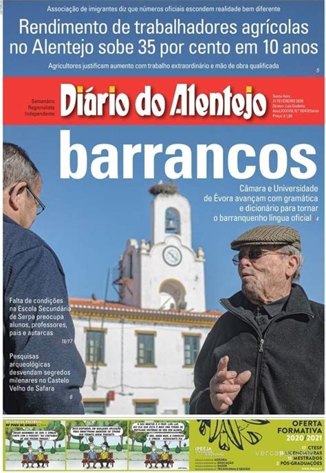 Capa Diário Do Alentejo De 2020 02 21