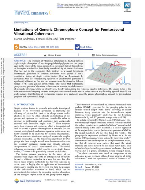 Pdf Limitations Of Generic Chromophore Concept For Femtosecond