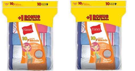 Hanes Girls Cotton Bikinis 9 1 Bonus Pack Only 5 00 Reg 9 48