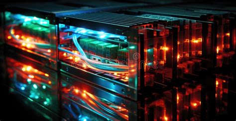 A Close Up Of A Computer Case With Many Wires Generative Ai Image Stock Illustration