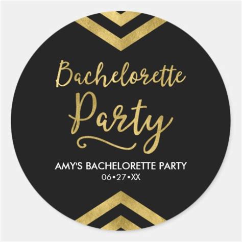 Chic Modern Faux Gold Chevron Bachelorette Party Classic Round Sticker