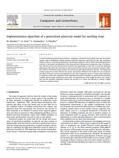 Pdf Implementation Algorithm Of A Generalised Plasticity Model For