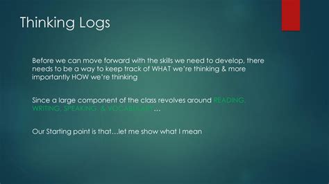 Session 3 Thinking Logs And Website Training Ppt Download