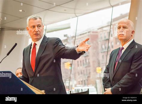 New York Mayor Bill De Blasio Left And Nypd Commissioner James O