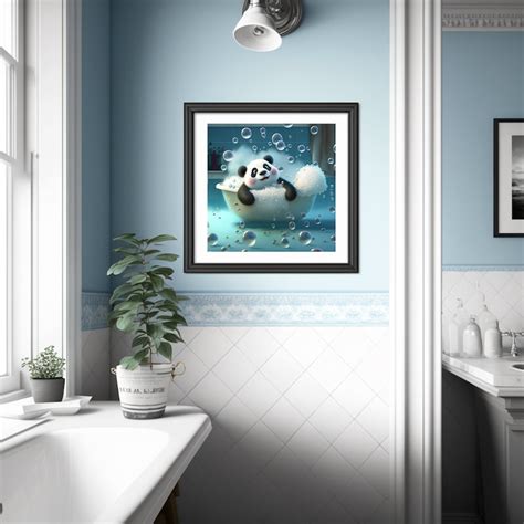 Cute Panda Bear Bubble Bath Printable Art Etsy