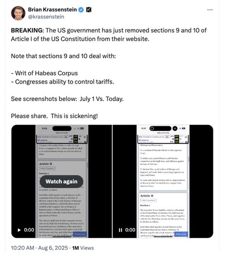 Fact Check Us Constitutions Article 1 Sections 9 And 10 Were Deleted From Congress Website