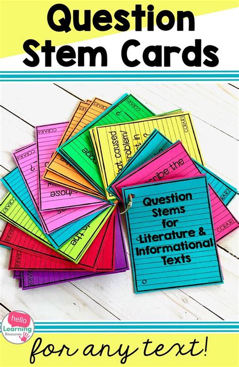 Reading Comprehension Questions For Any Book Question Stems For Any Text