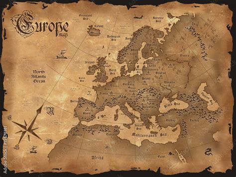 Vintage Europe Map Horizontal Stock Illustration Adobe Stock