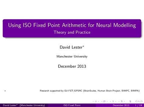 Pdf Using Iso Fixed Point Arithmetic For Neural Modelling Using Iso Fixed Point