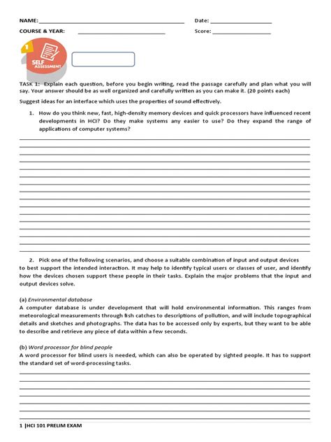Hci Prelim Exam Pdf Input Output Human Computer Interaction