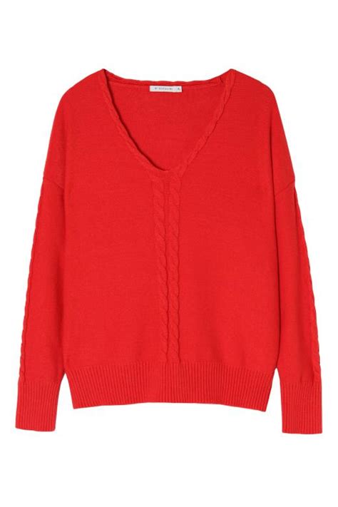 Sweter Damski Z Dekoltem W Serek Poli typu OVERSIZE kolor POMARAŃCZOWY