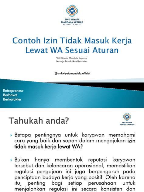 Contoh Izin Tidak Masuk Kerja Lewat Wa Smk Wima Pdf