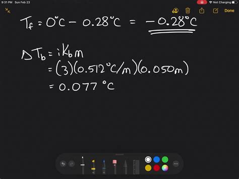 calculate the freezing point and the boiling point of each of the