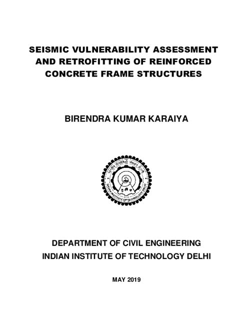 Pdf Seismic Vulnerability Assessment And Retrofitting Of Reinforced Concrete Frame Structures