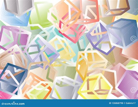 Computer Generated Loose Floating Cubes Pattern Creating Colorful Modern Design Stock Vector