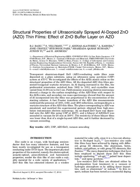 pdf structural properties of ultrasonically sprayed al doped zno azo