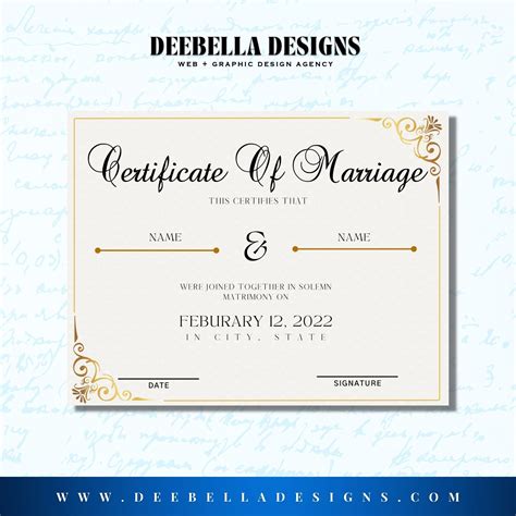 Canva Certificate Of Marriage Templates Instagram Facebook 8 5 X 11 Etsy