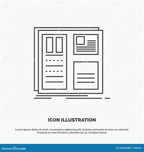 Design Grid Interface Layout Ui Icon Line Vector Gray Symbol For