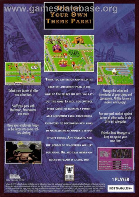 Theme Park Sega Genesis Artwork Box Back