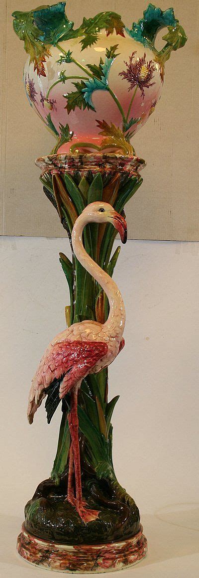 Franse Art Nouveau Pied Destal In De Vorm Van Flamingo En Cache Pot