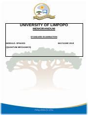 SPHA031 19 Main Exam Memo 2019 1 081310 Pdf UNIVERSITY OF LIMPOPO