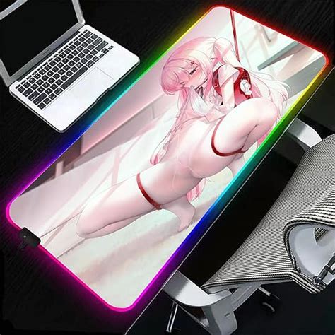 RGB Mouse Pads Anime Girl Sexy Boobs Mouse Pad Laptop XXL Gamer Lock Desktop Pad LED PC Gaming