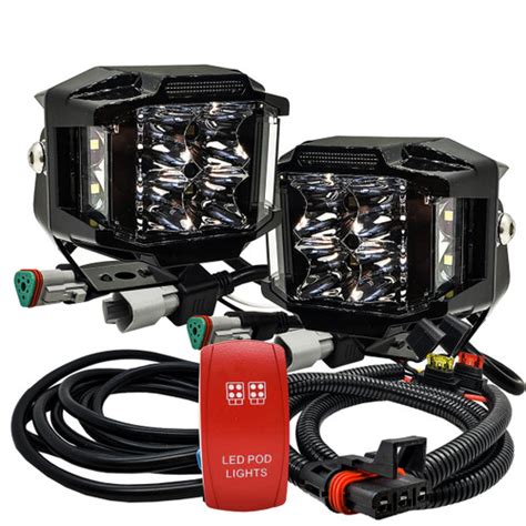 4 Pillar Mount 75w Side Emitting Led Pod Lights 180° Beam Pattern With