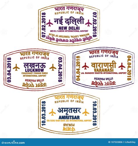 Indian Airport Stamps Stock Illustration Illustration Of Port 107533806