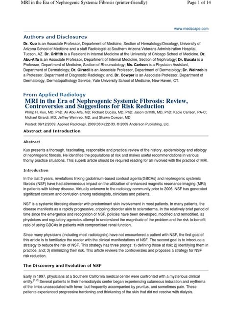Pdf Mri In The Era Of Nephrogenic Systemic Fibrosis Review