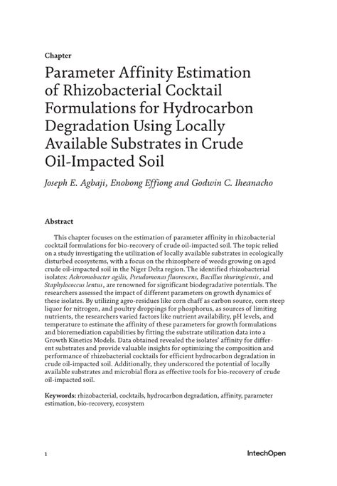 Pdf Parameter Affinity Estimation Of Rhizobacterial Cocktail
